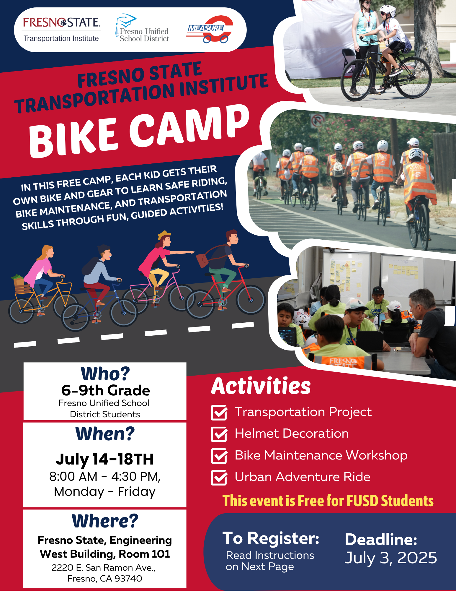 Fresno State Summer Bike Camp - Fresno State Transportation Institute